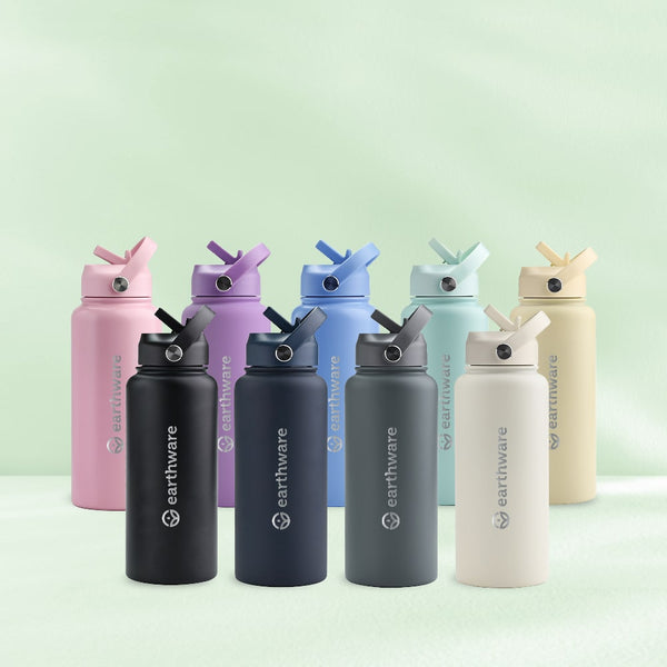 Earthware Earth Bottle Premium Insulated Water Bottle with 2 x Caps (1 - Hello Green