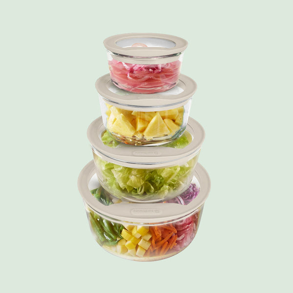 Glass Food Storage Containers - Circle - 4 Pack - Hello Green