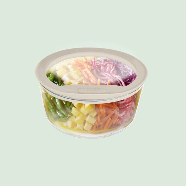 Glass Food Storage Containers - Circle (1670ml) - Hello Green