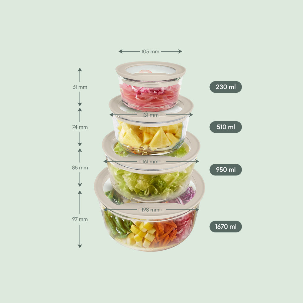 Glass Food Storage Containers - Circle (230ml) - Hello Green